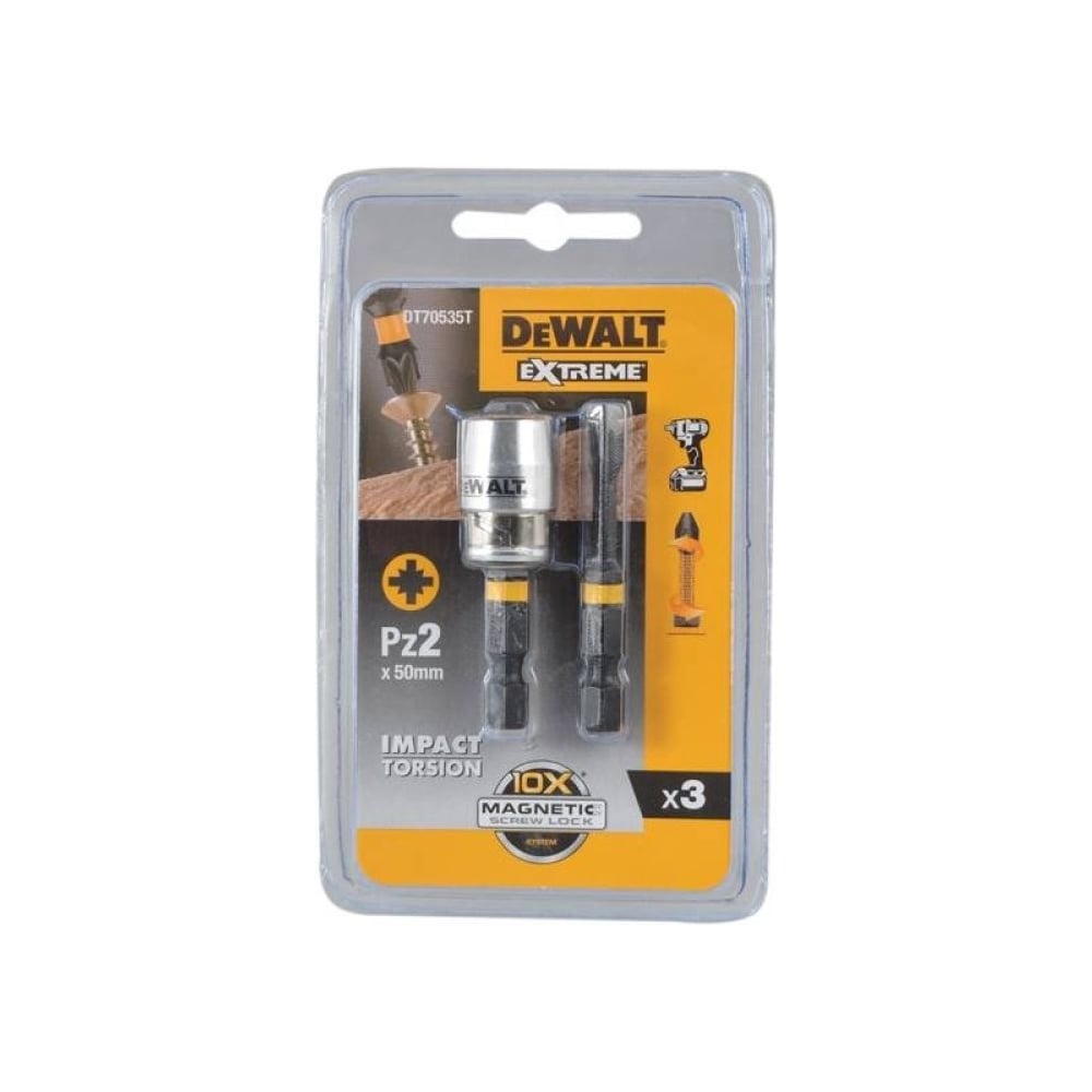 Биты DEWALT DT70535T, FLEXTORQ PZ2 50 мм, c магнитным держателем ...