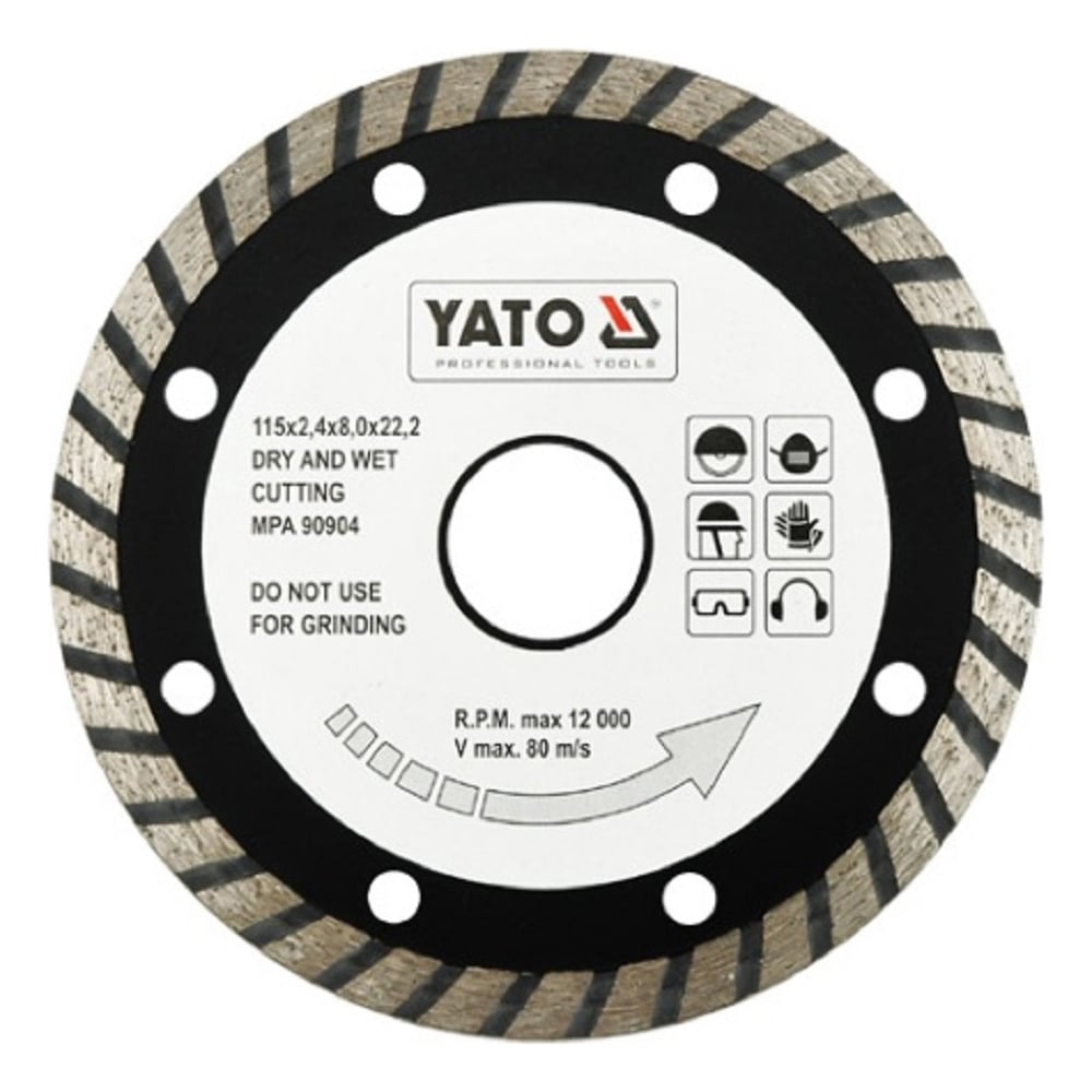 Отрезной алмазный диск TURBO универсальный YATO 115мм, 4 шт YATO YT ...