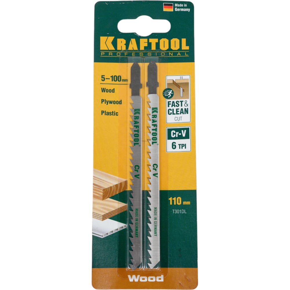 Полотно 2 шт. (110 мм; шаг 4 мм) по дереву для электролобзика KRAFTOOL ...