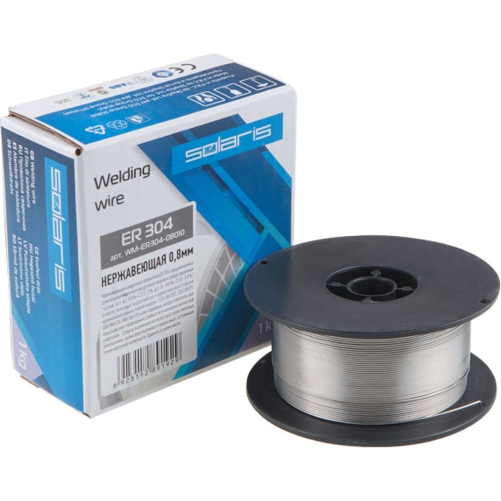 Проволока сварочная ER 304 0.8 мм, для нержавеющей стали, 1 кг SOLARIS ...
