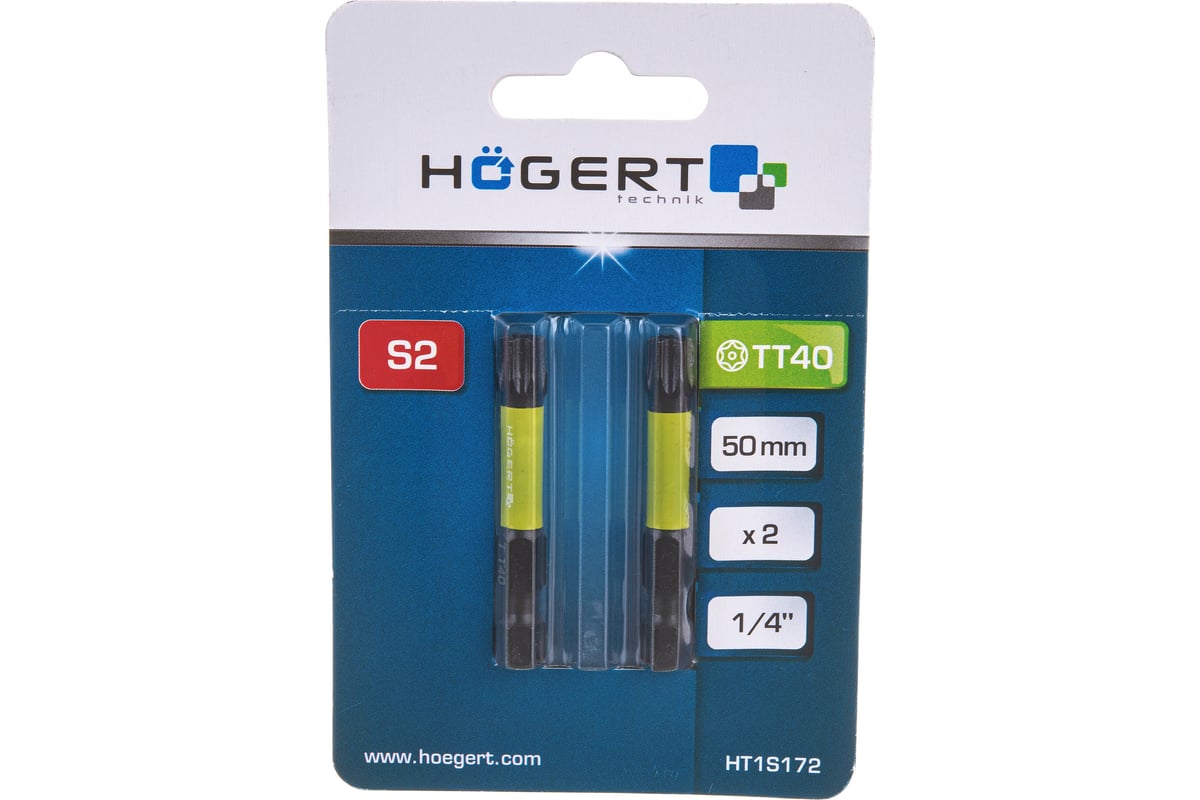 Биты ударные Т40, 50 мм, сталь S2, 2 шт HOEGERT TECHNIK HT1S172 - выгодная цена, отзывы ...