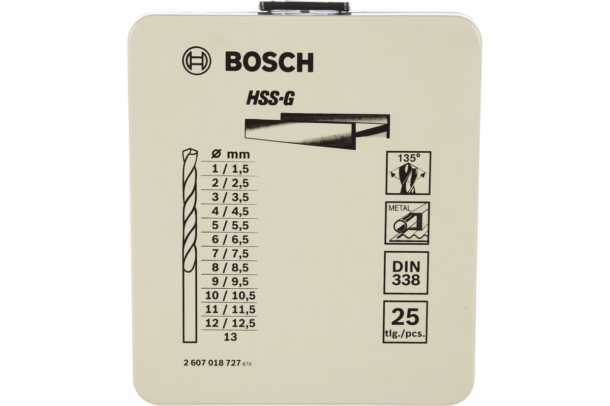 Набор сверл по металлу 25 шт. (1-13 мм; HSS-G) BOSCH 2.607.018.727 - выгодная цена, отзывы ...
