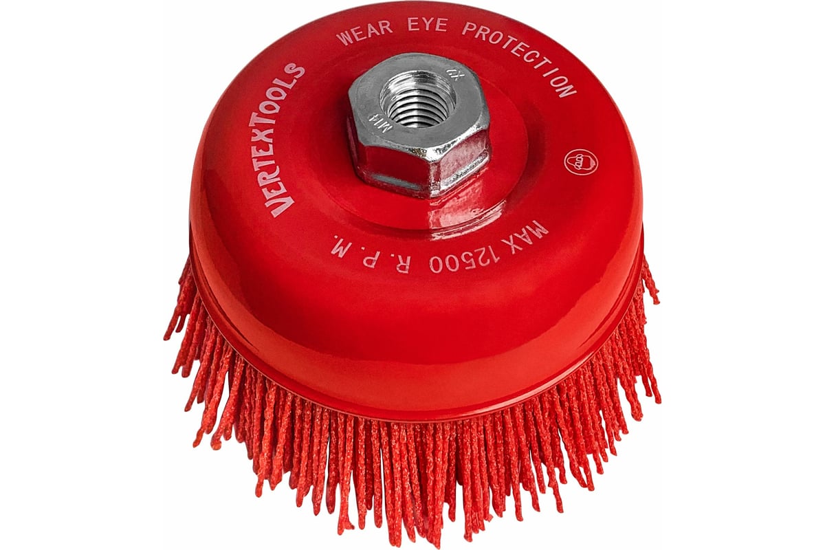 Щетка нейлоновая чашка для УШМ, 75 мм, М14 vertextools 12400-75 ...
