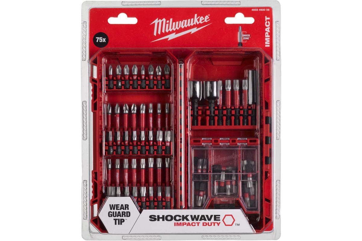 Набор бит SHOCKWAVE 75 предметов Milwaukee 4932492008 - выгодная цена ...