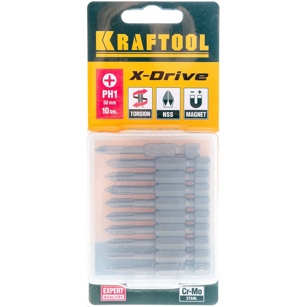 Биты "EXPERT" (E 1/4"; PH 1; 50 мм; 10 шт.) KRAFTOOL 26121-1-50-10 ...