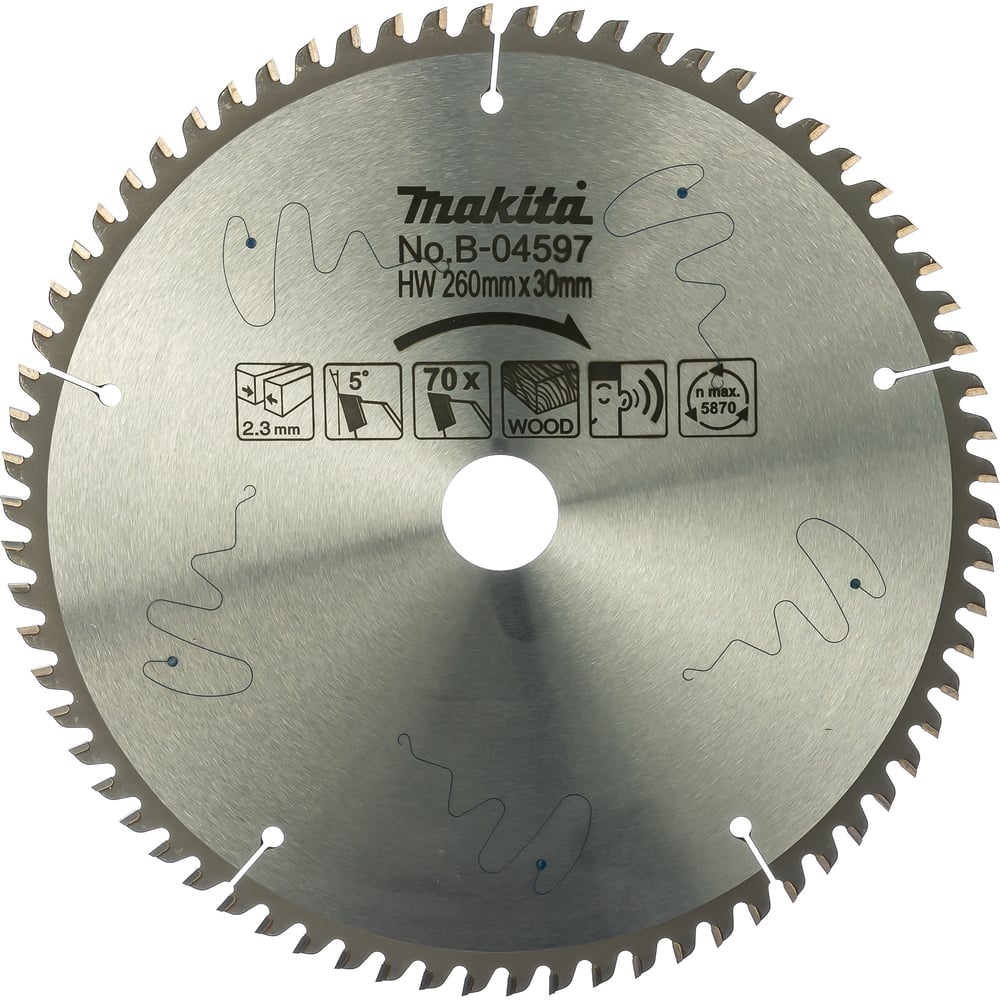 Диск пильный по древесине (260 мм; 30 мм; Z70) Makita B-04597 ...