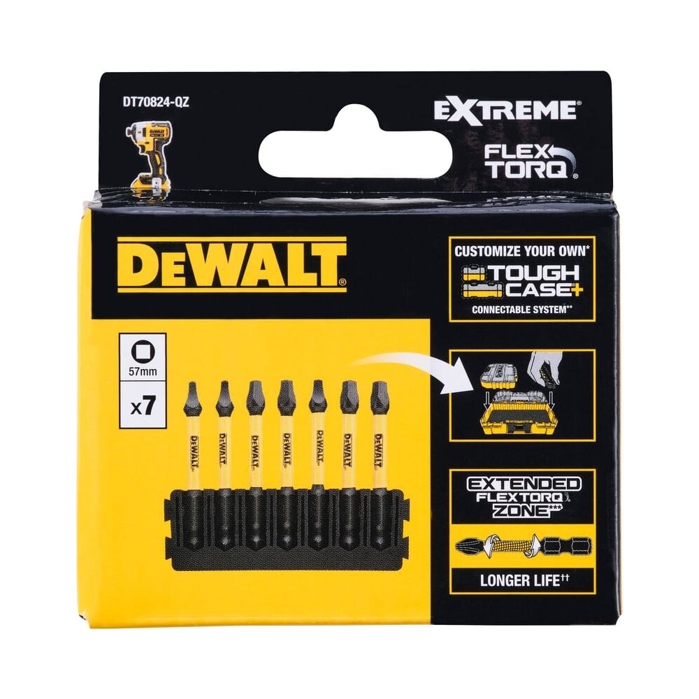 Биты FLEXTORQ SQ1, SQ2, SQ3, 57 мм, 7 шт Dewalt DT70824-QZ - выгодная ...