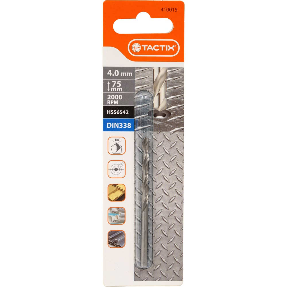 Сверло по металлу HSS 4 мм TACTIX 410015 - выгодная цена, отзывы ...