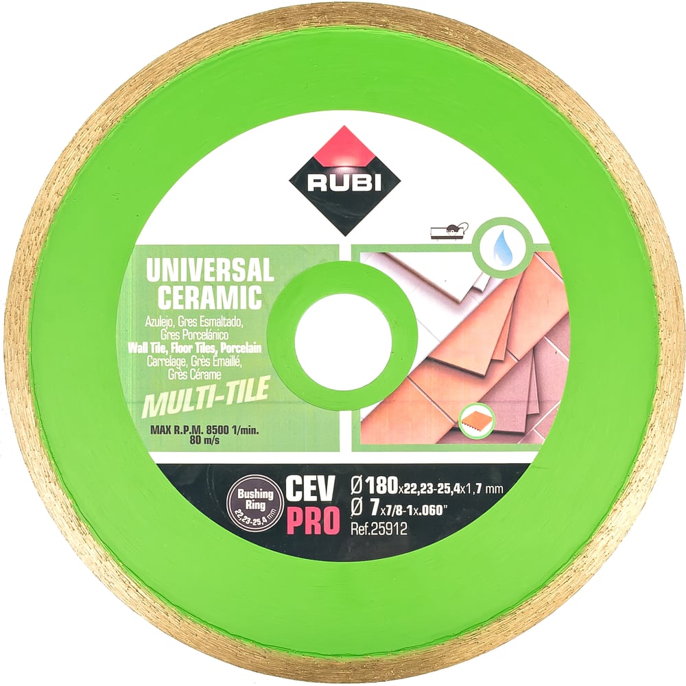 Диск алмазный CEV 180 PRO (180х22.2 мм) RUBI 25912 - выгодная цена, отзывы, характеристики, фото ...