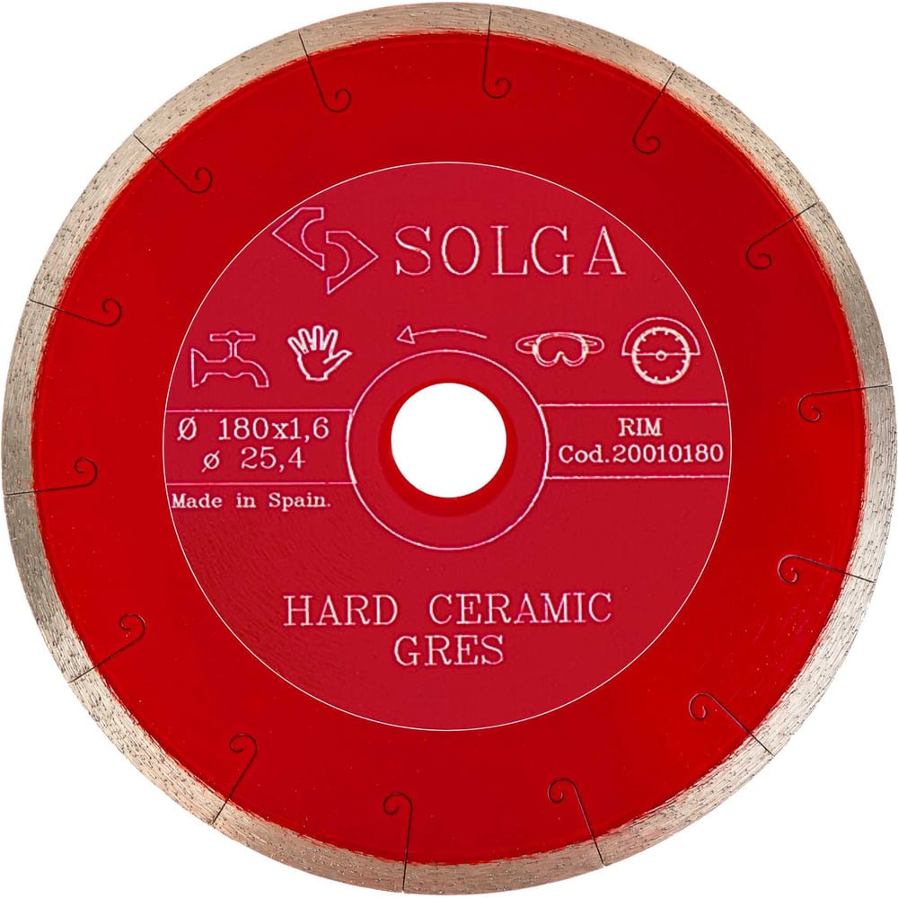 Диск алмазный сплошной (180 мм х 25,4/22,2 мм) HARD CERAMICS Solga ...