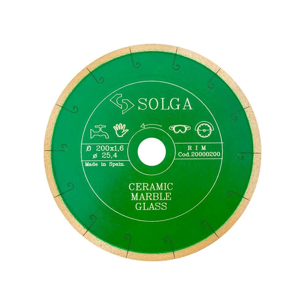 Диск алмазный сплошной (200х25,4 мм) CERAMICS MARBLE Solga Diamant ...