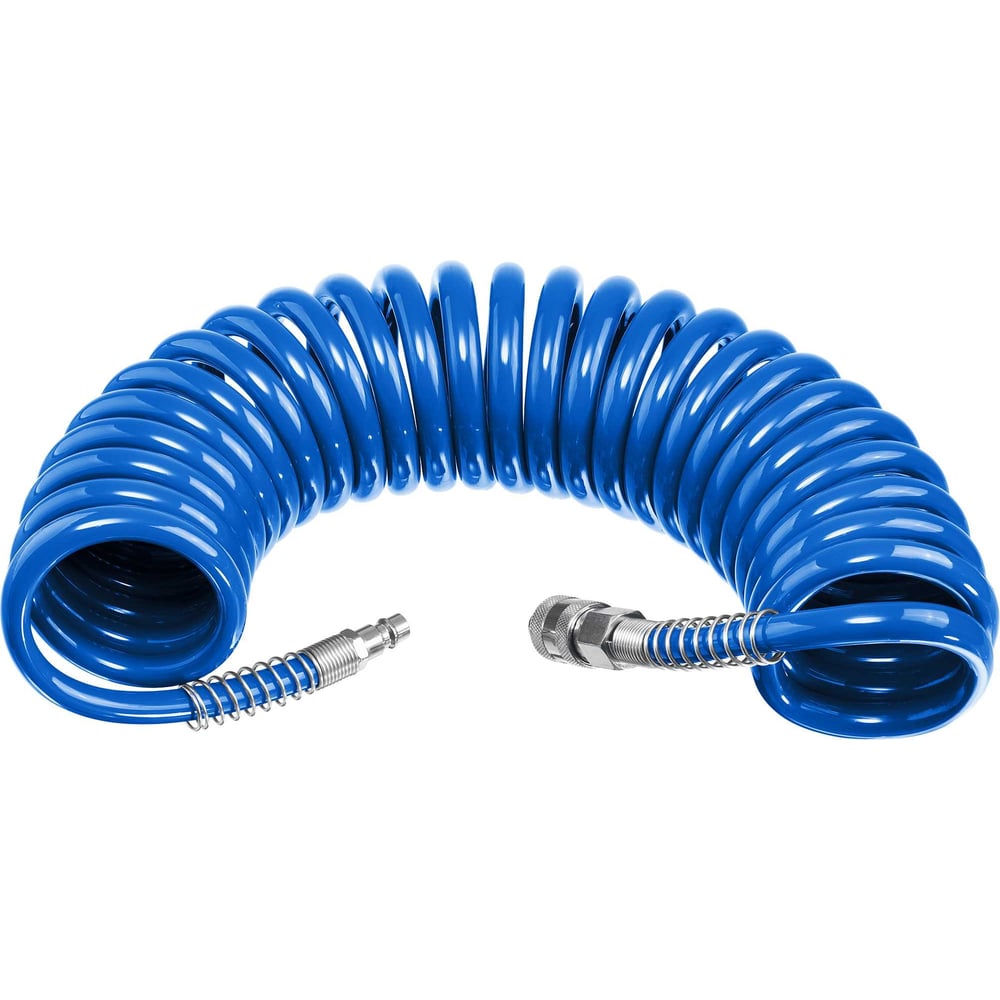 Воздушный спиральный шланг ЗУБР с фитингами рапид, 5 м, 6x8 мм, 15 бар ...