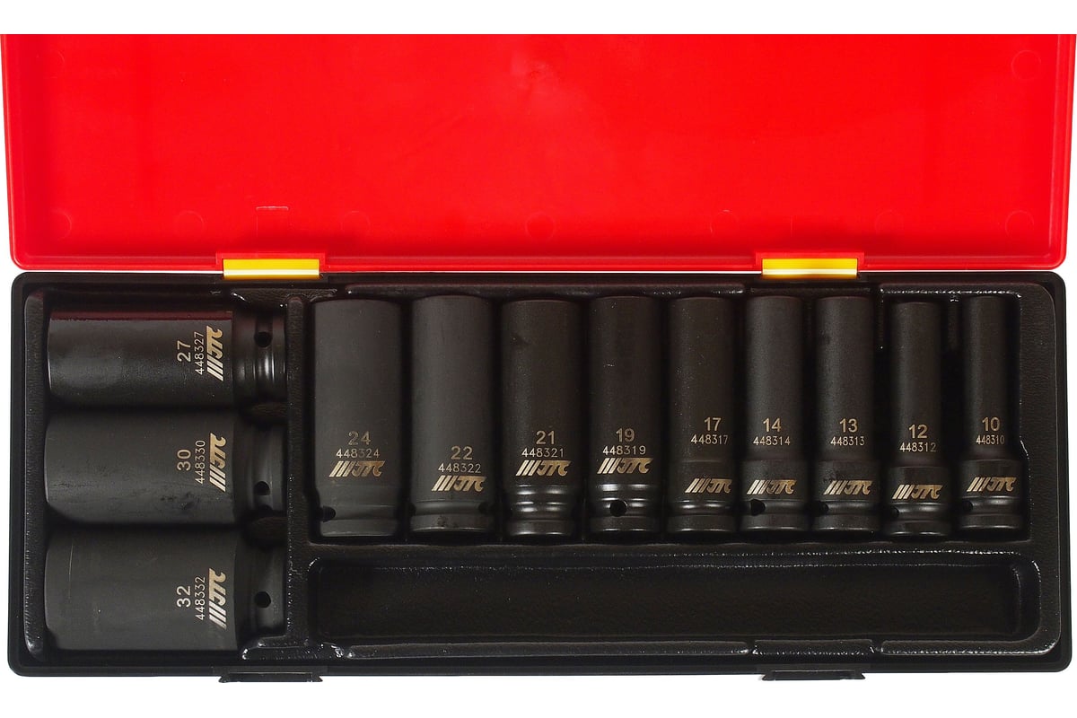 Набор ударных глубоких шестигранных торцевых головок 1/2" 10-32мм 15шт ...