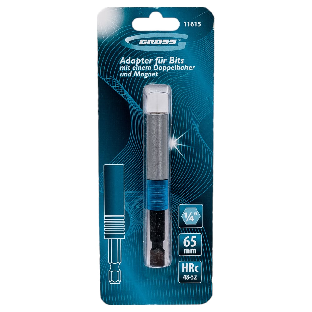 Адаптер для бит с двойным держателем и магнитом (65 мм; 1/4") GROSS ...