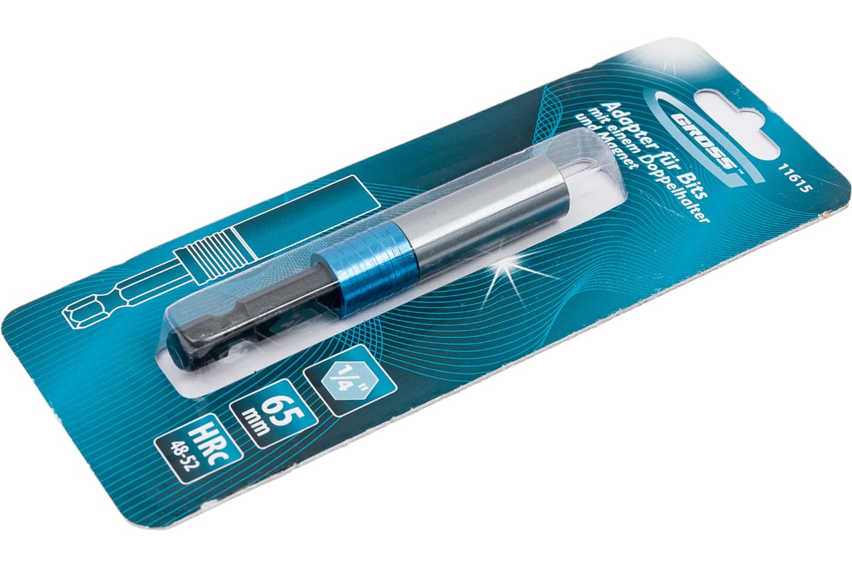 Адаптер для бит с двойным держателем и магнитом (65 мм; 1/4") GROSS ...