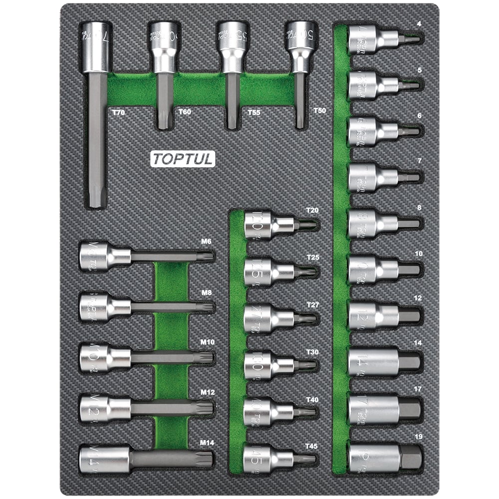 Набор головок торцевых с насадками Hex, Torx, Spline, 25 предметов, 1/2 ...