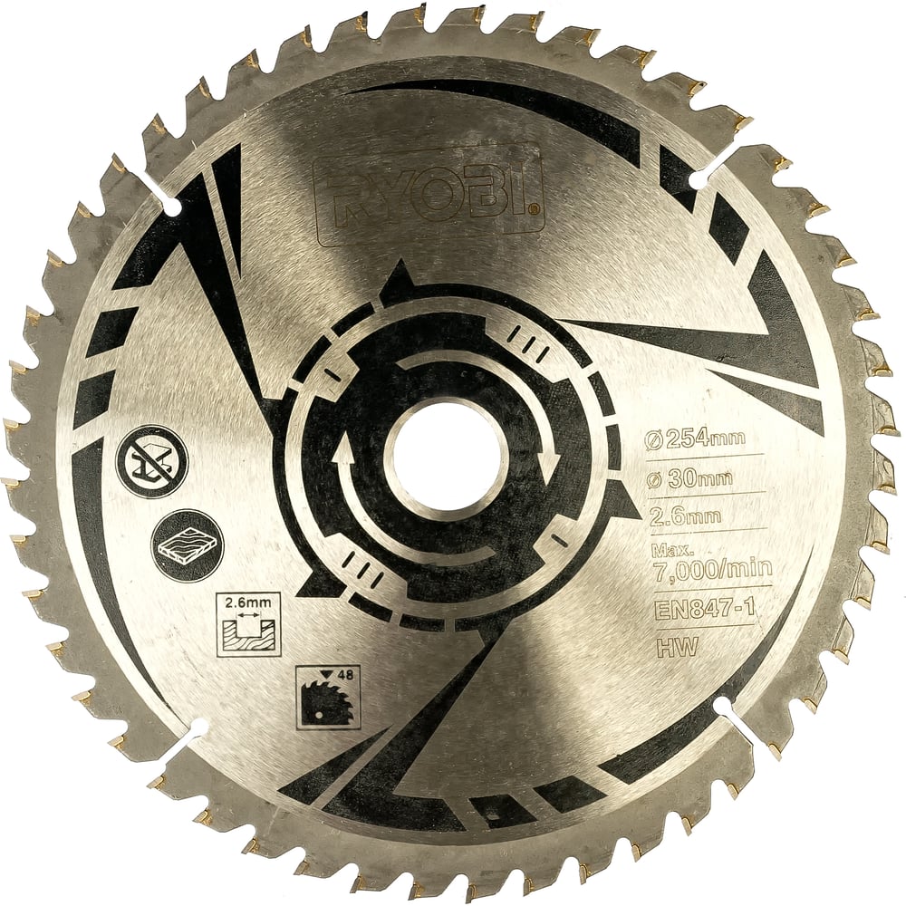 Пильный диск по дереву (254х30х2.6 мм; 48 зубьев) Ryobi SB254T48A1 ...