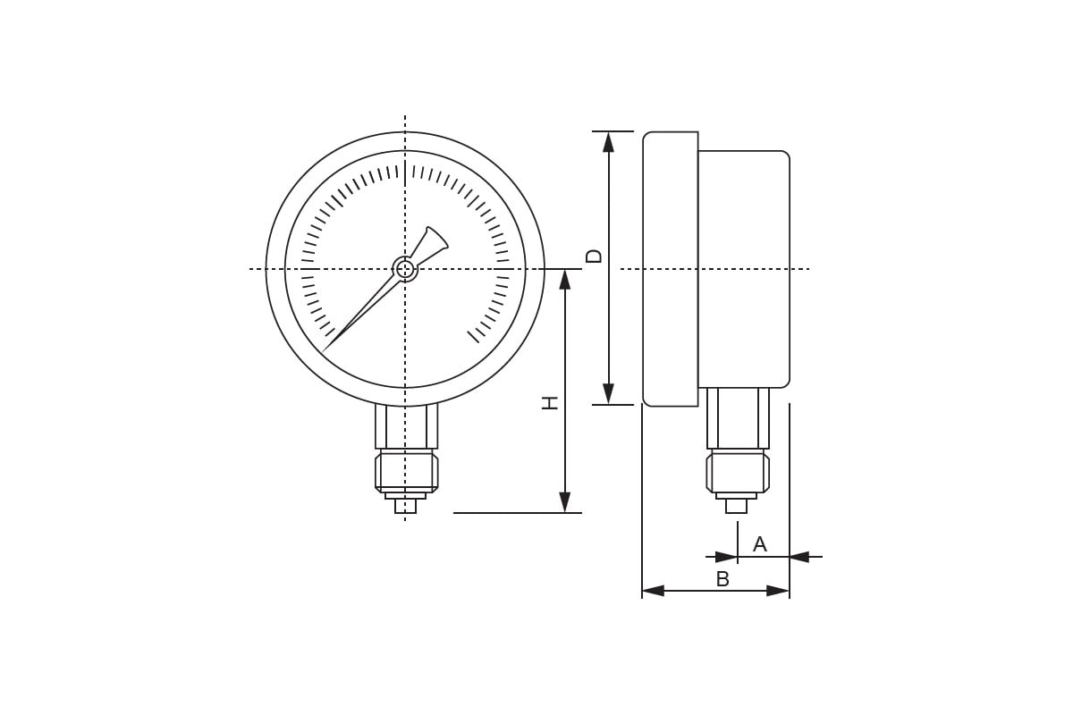 Манометр от 0 до 6 бар из нержавеющей стали, D100 мм, NPT 1/2", штуцер ...