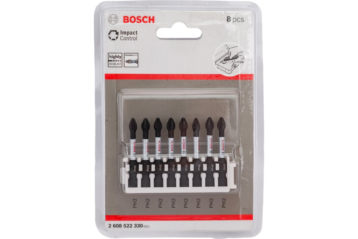 Биты ударные Impact Control (PH2; 50 мм) 8 шт. Bosch 2608522330 ...