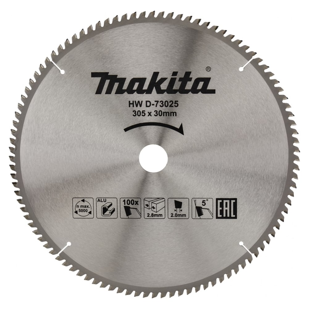 Диск пильный для алюминия (305x30x2.8/2 мм; 100T) Makita D-73025 ...