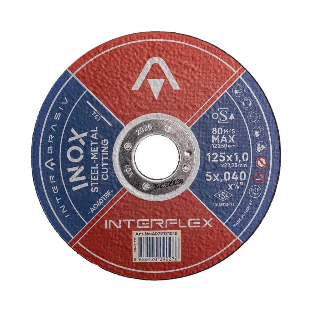 Круг отрезной круг INOX A060TBF 125x1x22 мм, Т41, нержавеющая сталь ...
