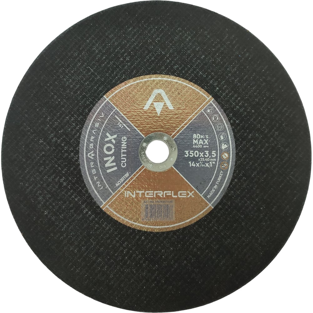 Отрезной круг INOX A030TBF 350x3.5x25.4 мм, Т41, нерж.сталь, металл ...