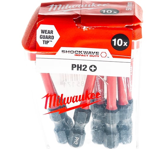 Насадка SHOCKWAVE (10 шт; PH2; 50 мм) Milwaukee 4932430855 - выгодная ...