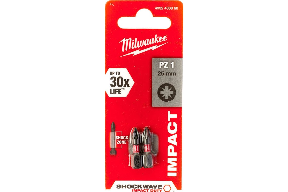 Насадка SHOCKWAVE (2 шт; PZ1; 25 мм) Milwaukee 4932430860 - выгодная ...