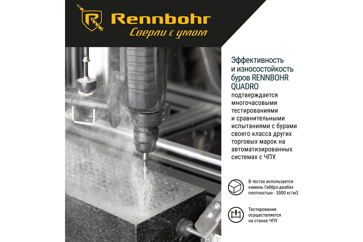 Бур Quadro (8x350 мм; SDS+) RENNBOHR 510835 - выгодная цена, отзывы, характеристики, фото ...