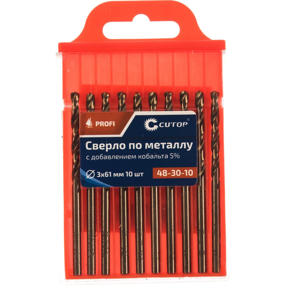 Сверло по металлу Profi (10 шт; 3х61 мм; Р6М5К5) CUTOP 48-30-10 ...