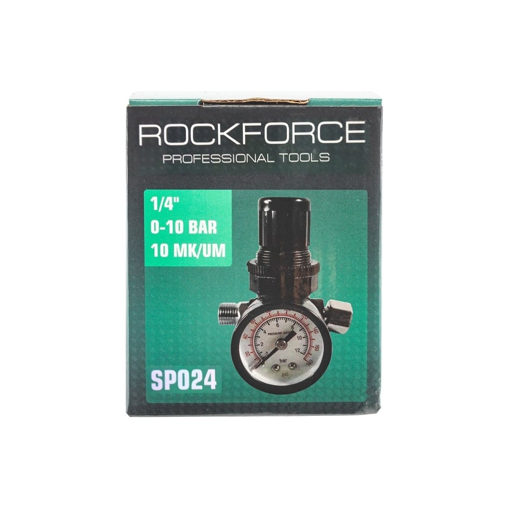 Регулятор давления воздуха 1/4" F x 1/4" M +б/с поворотный Rockforce RF ...