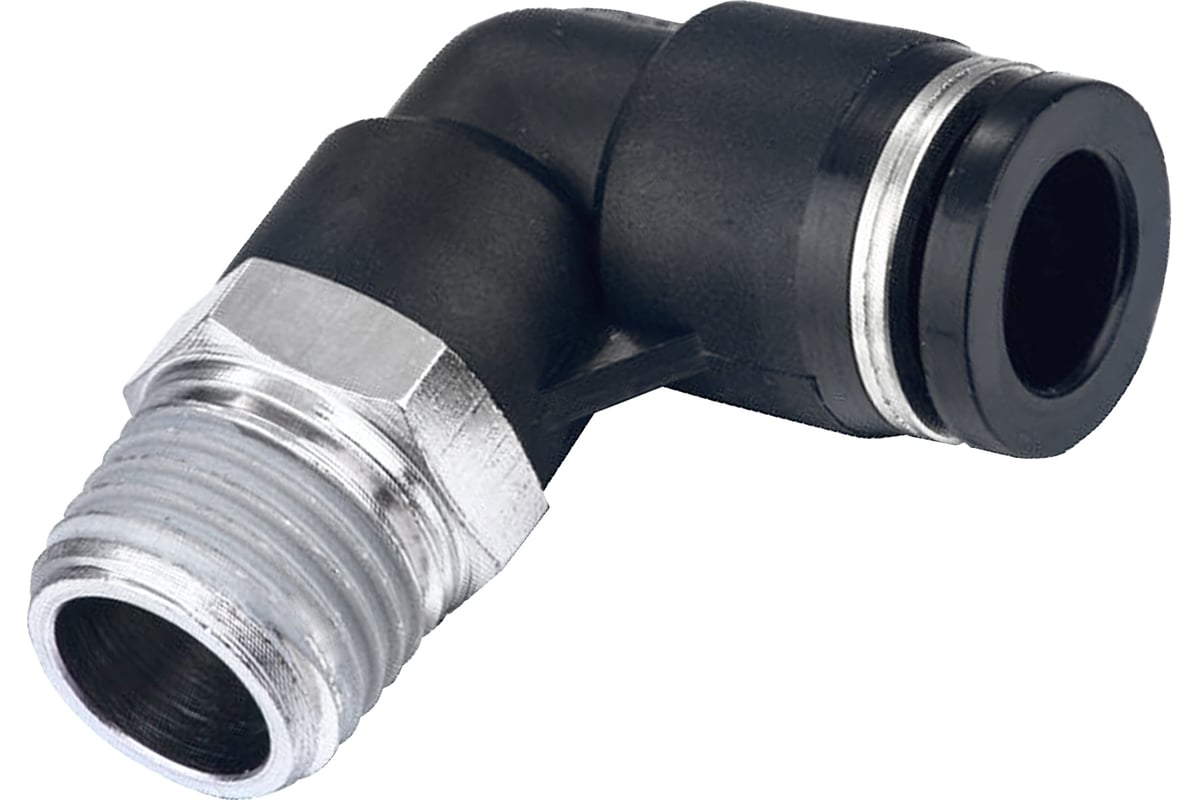 Фитинг цанговый угловой 6 мм, наруж. резьба 1/2", пластик, тип PL TITAN ...