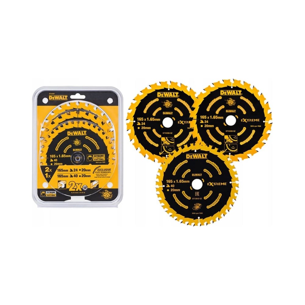Набор пильных дисков 165х20 мм, 24 зуба -2 шт, 165х20 мм, 40 зубьев -1 ...