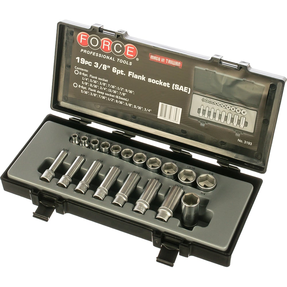 Набор шестигранных дюймовых головок 3/8" FORCE 3193 - выгодная цена, отзывы, характеристики ...