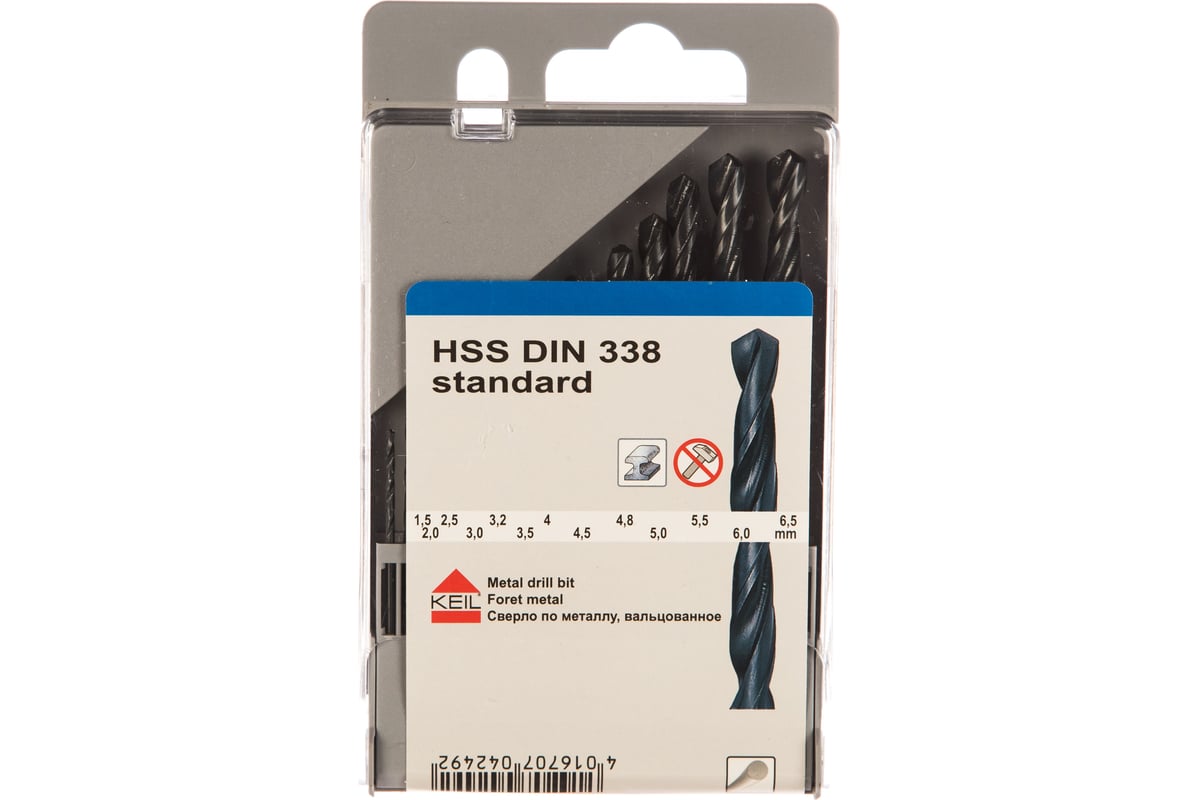 Набор сверл по металлу HSS DIN 338 1,5-6,5 мм, 13 шт. KEIL 300213165 ...