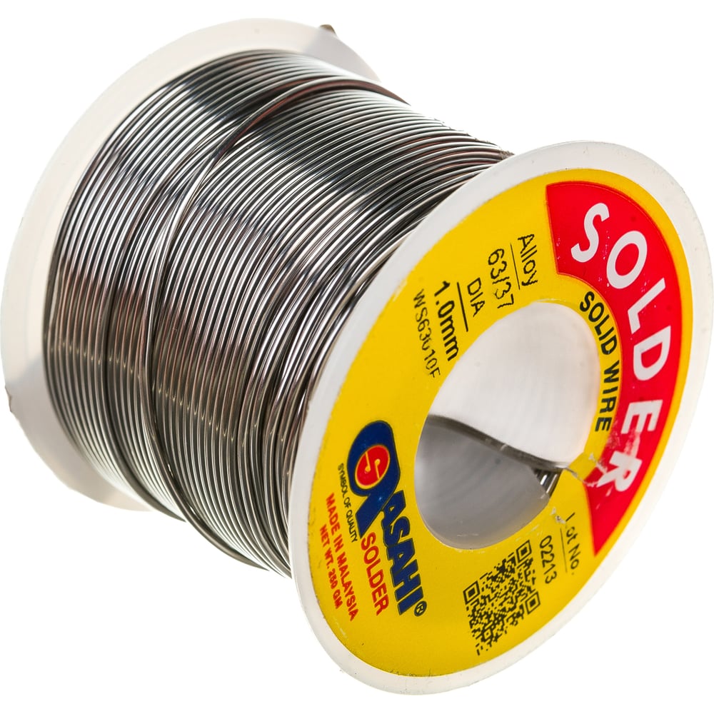 Припой 1 мм 0 25 кг Sn63 Pb37 без флюса Asahi 00 00000288