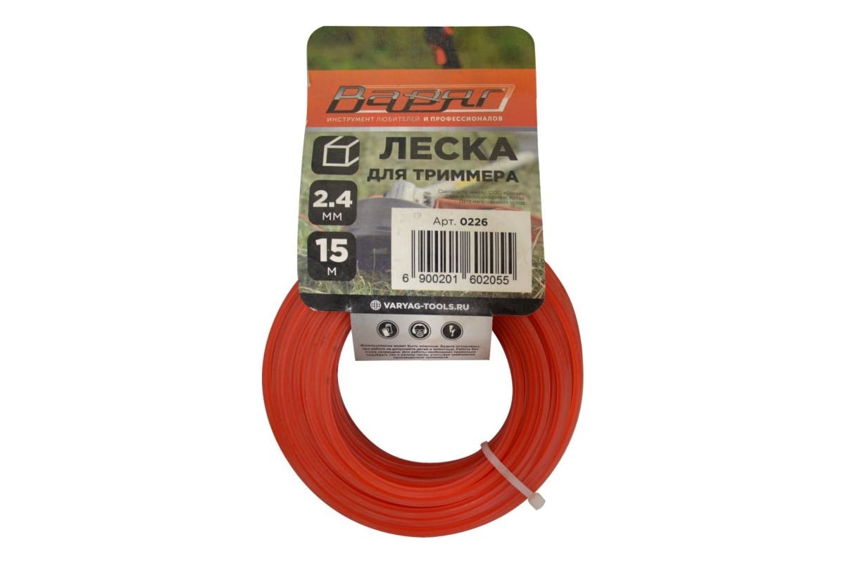 Леска 2.4 мм, квадрат, красный, 15 метров ВАРЯГ 0226 - выгодная цена ...