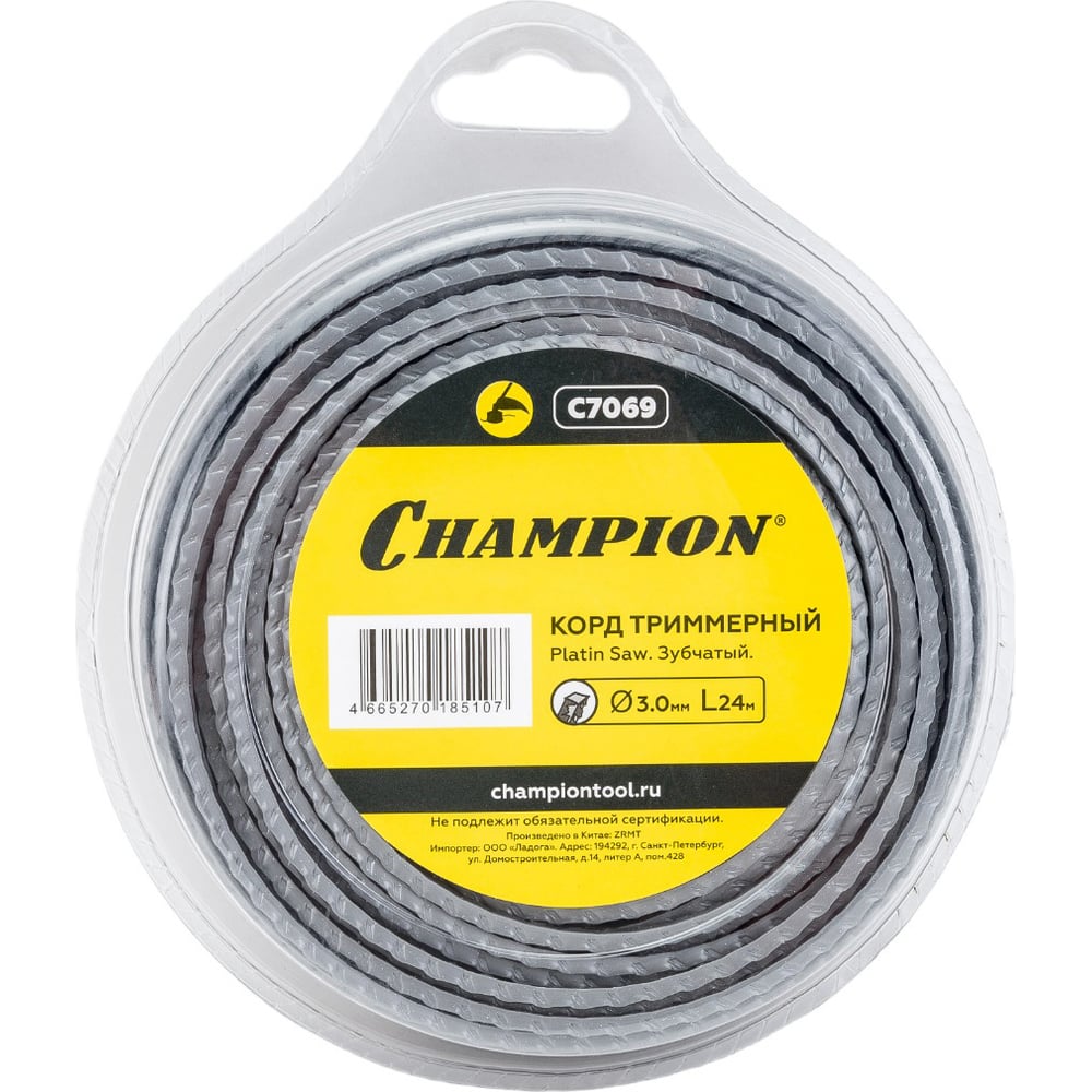 Корд триммерный Platin Saw (3.0 мм; 24 м; зубчатый) CHAMPION C7069 ...