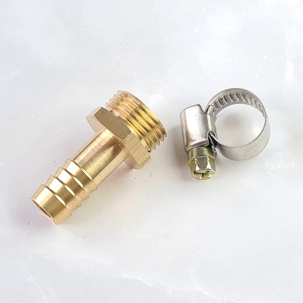 Наконечник латунный НР 1/2" - елочка 12 мм + хомут Профитт 4823464 ...