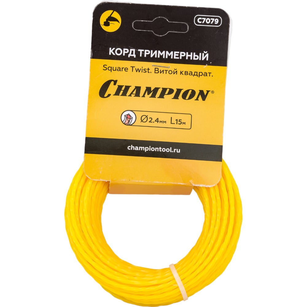 Корд триммерный Square Twist (15 м; 2.4 мм; витой квадрат) Champion ...