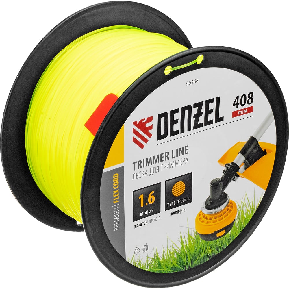 Леска FLEX CORD круглая 1.6 мм, 408 м, на DIN катушке для триммера ...