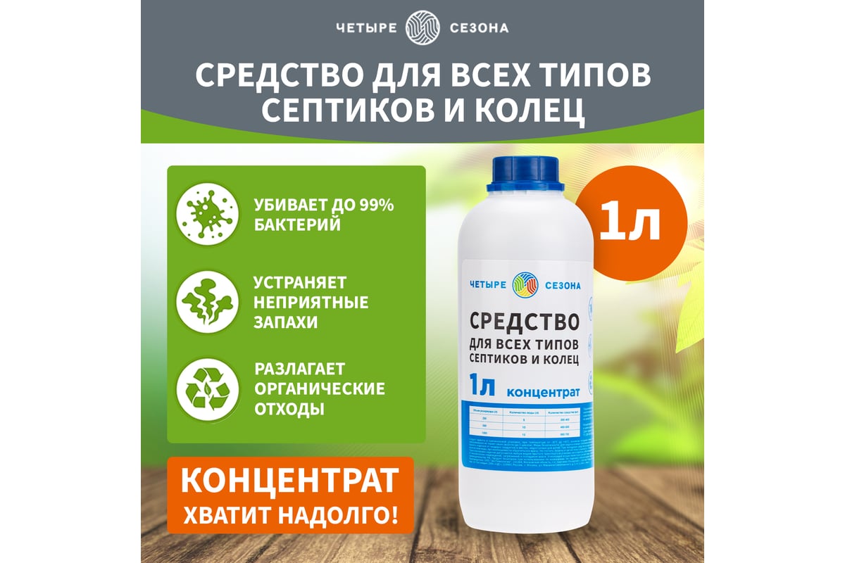 Средство для септиков и колец 1 л Четыре сезона 63-0002 - выгодная цена ...