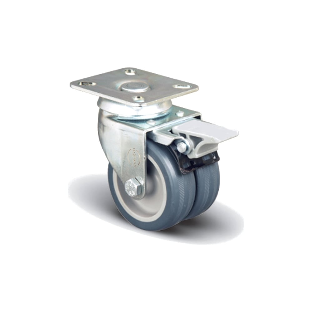 Колесо аппаратное сдвоенное поворотное с тормозом 50 мм MFK-TORG ET01 ...