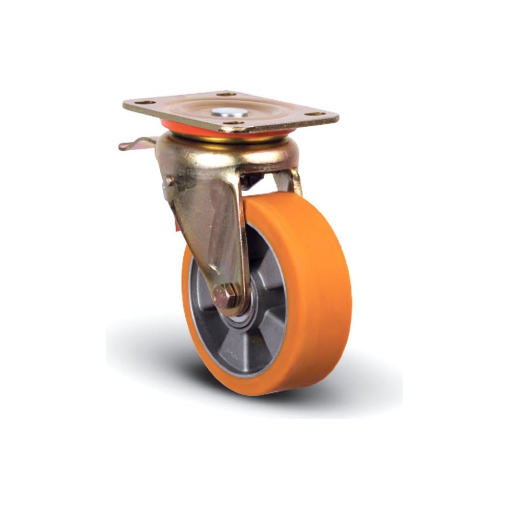 Колесо полиуретановое поворотное с тормозом 125 мм MFK-TORG ED01-ABP ...