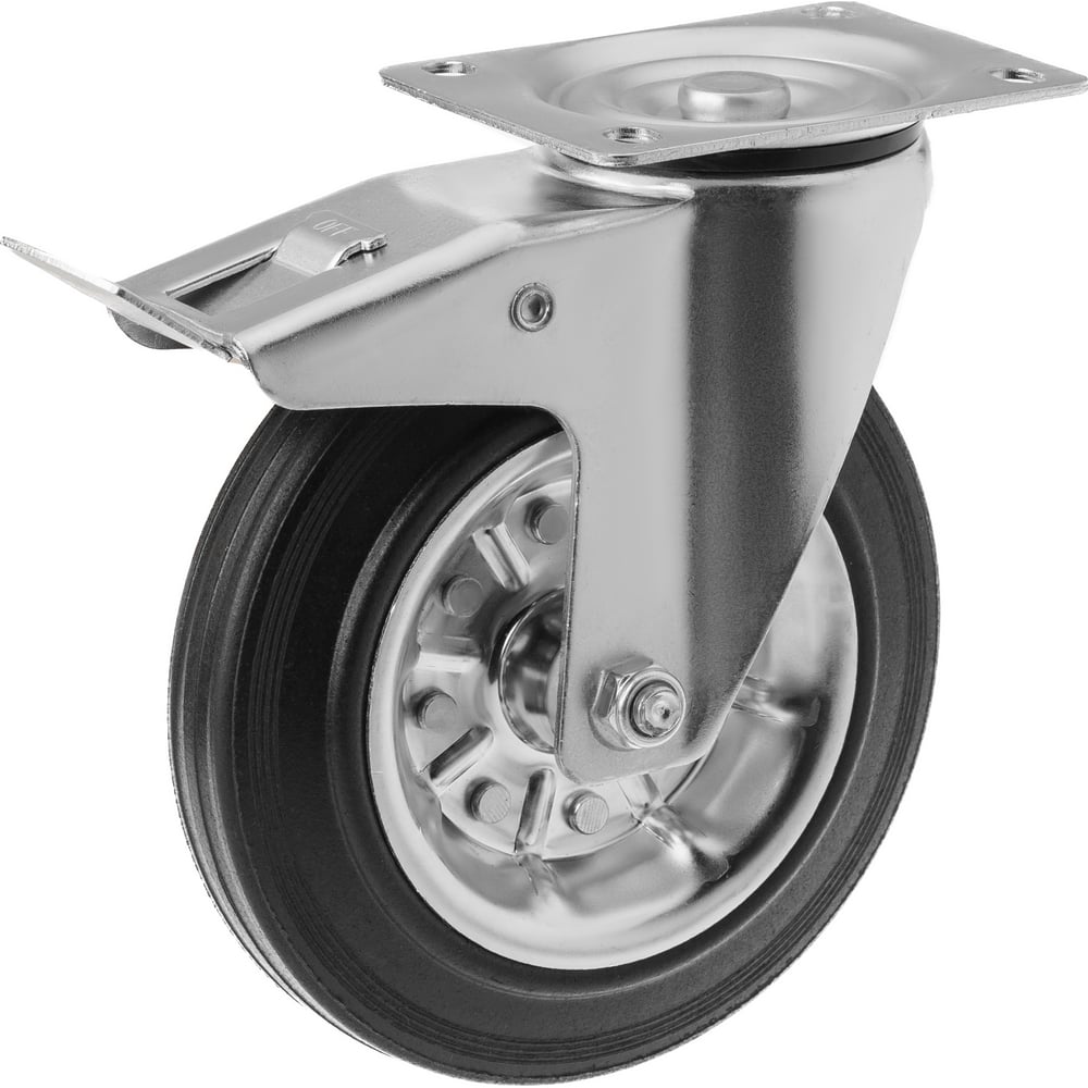 Колесо промышленное усиленное (200мм; 220 кг) поворотное с тормозом SRCb 80 А5 1000488 ...