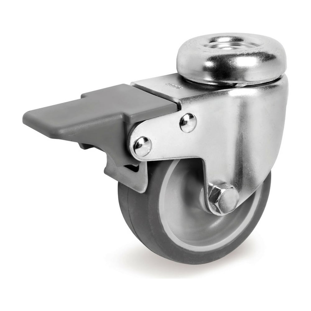 Колесо аппаратное поворотное с отверстием под болт и тормозом (50 мм ...