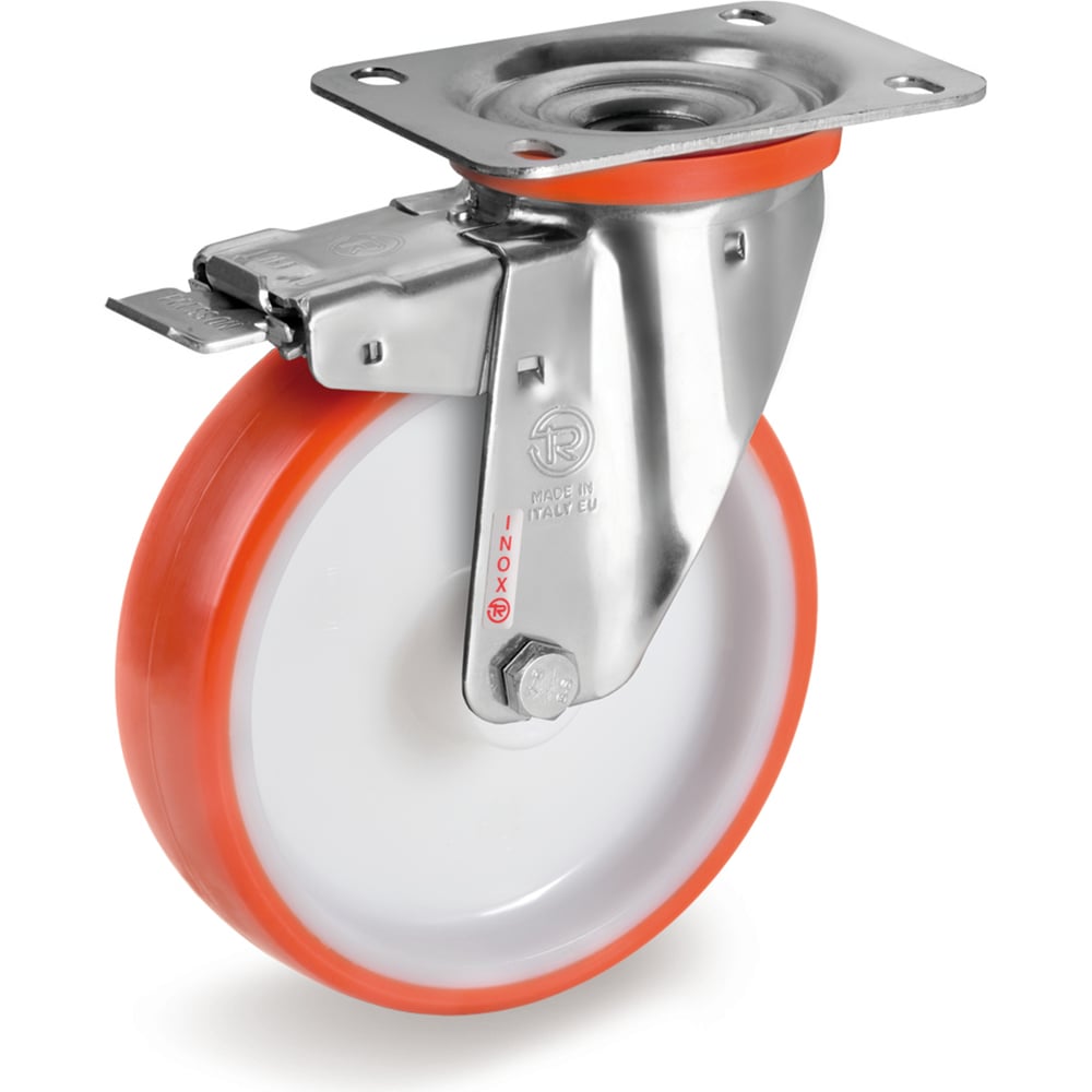 Колесо с нержавеющей вращающейся опорой, пластиной крепления и передним ...