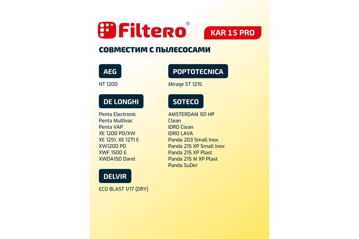 Мешки для пылесоса Karcher, Aeg, Ghibli, Thomas трехслойные синтетические Filtero KAR 15 Pro 20л ...