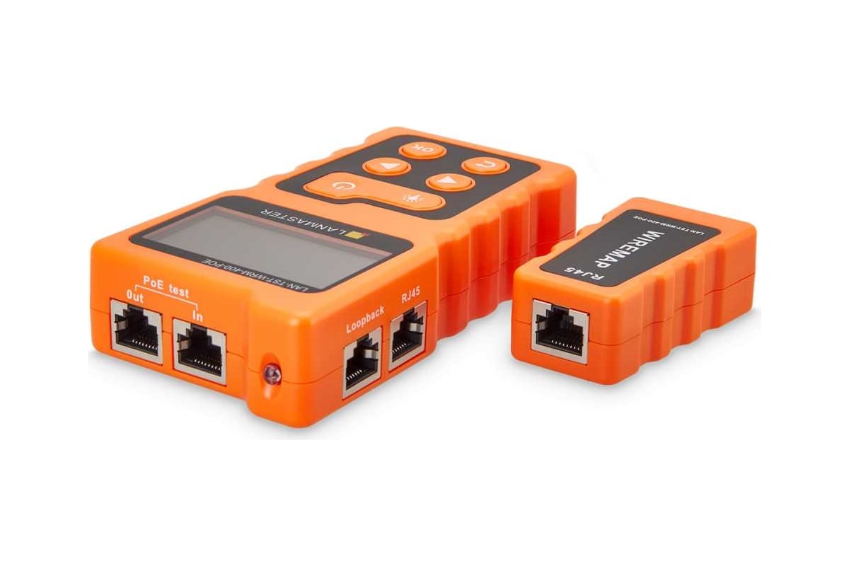 Тестер витой пары с дисплеем, с определением параметров POE LANMASTER LAN-TST-WRM-400-POE ...