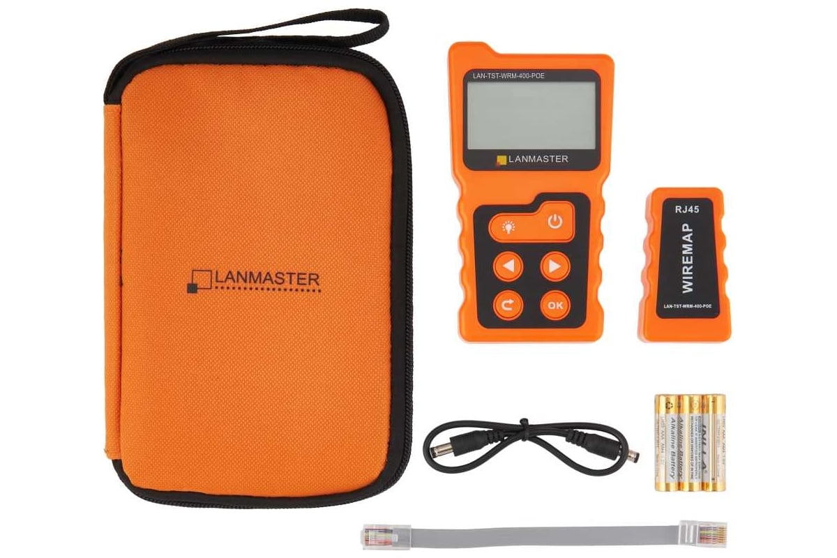 Тестер витой пары с дисплеем, с определением параметров POE LANMASTER LAN-TST-WRM-400-POE ...